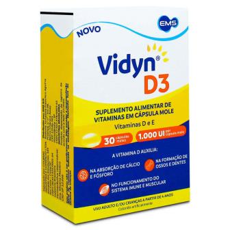 Vidyn d3 1000ui com 30 cápsulas - Ems | Farmácia Mix.